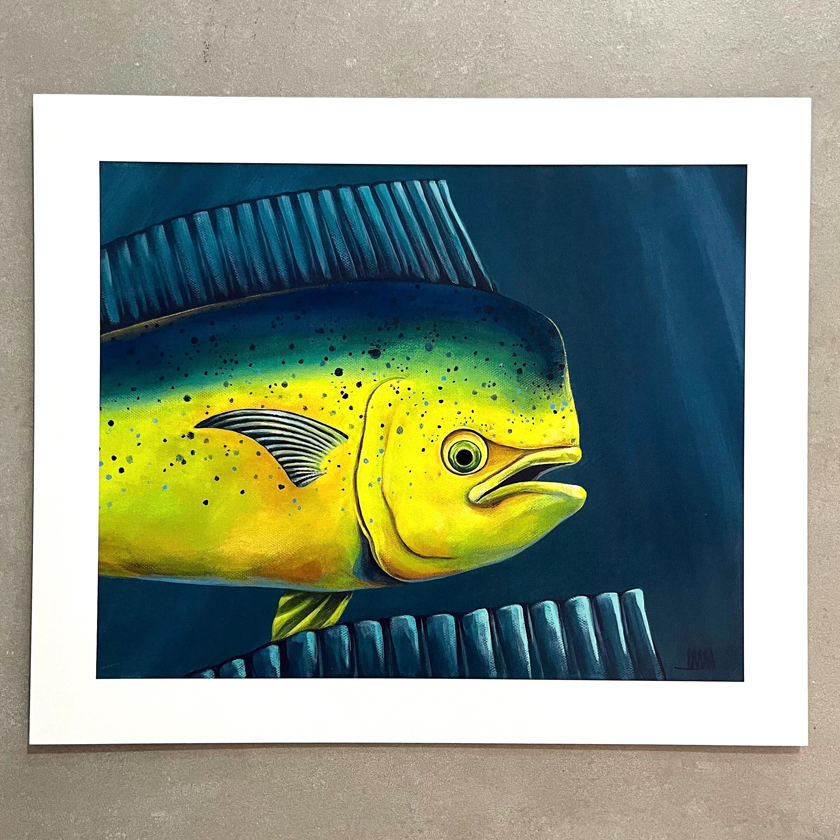 Mahi Mahi Painting Art Print, 8 X 10 Inch Fish Artwork, Offshore ...