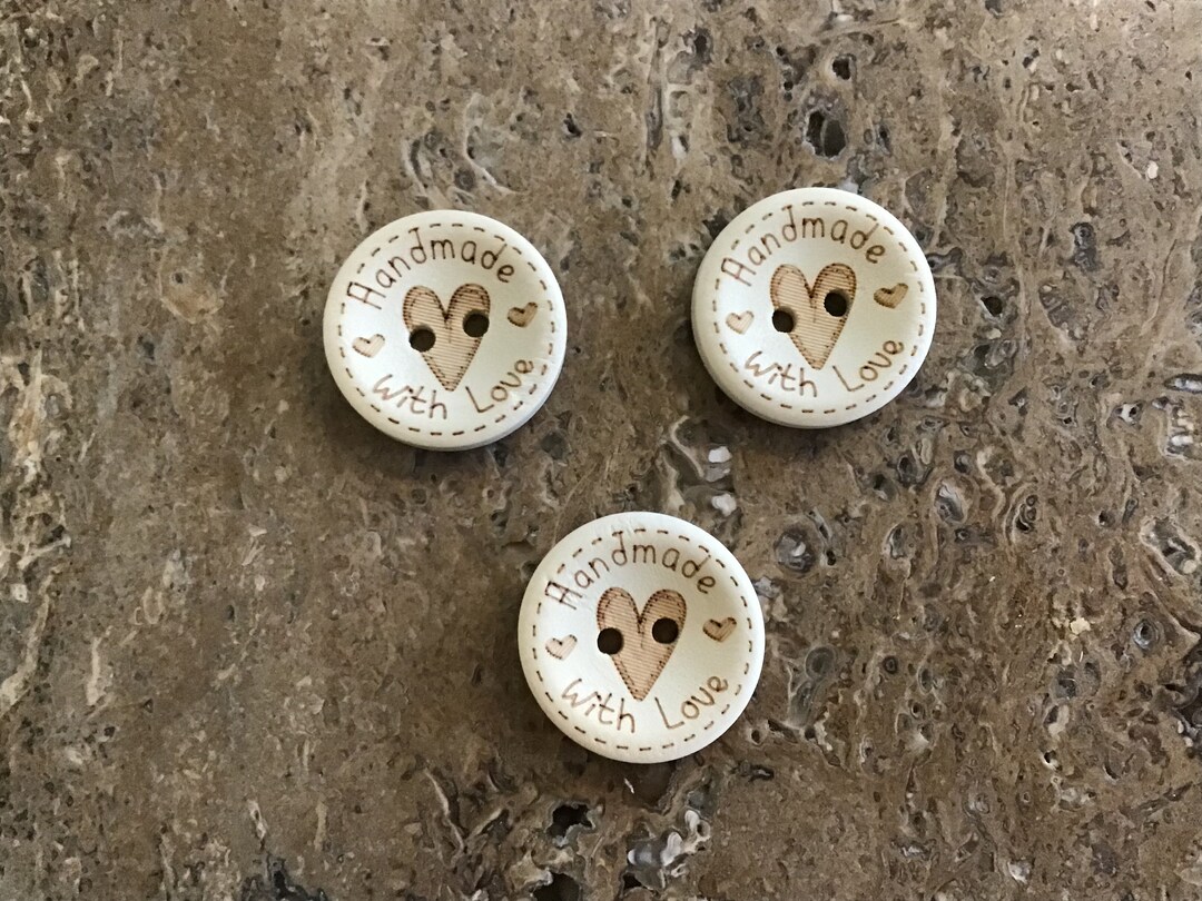 Ten Round Handmade With Love Buttons Size 20mm - Etsy