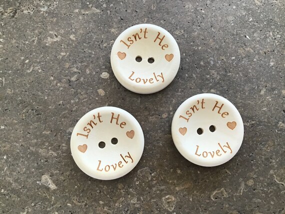 Six round wooden buttons baby boy buttons isnt he lovely | Etsy