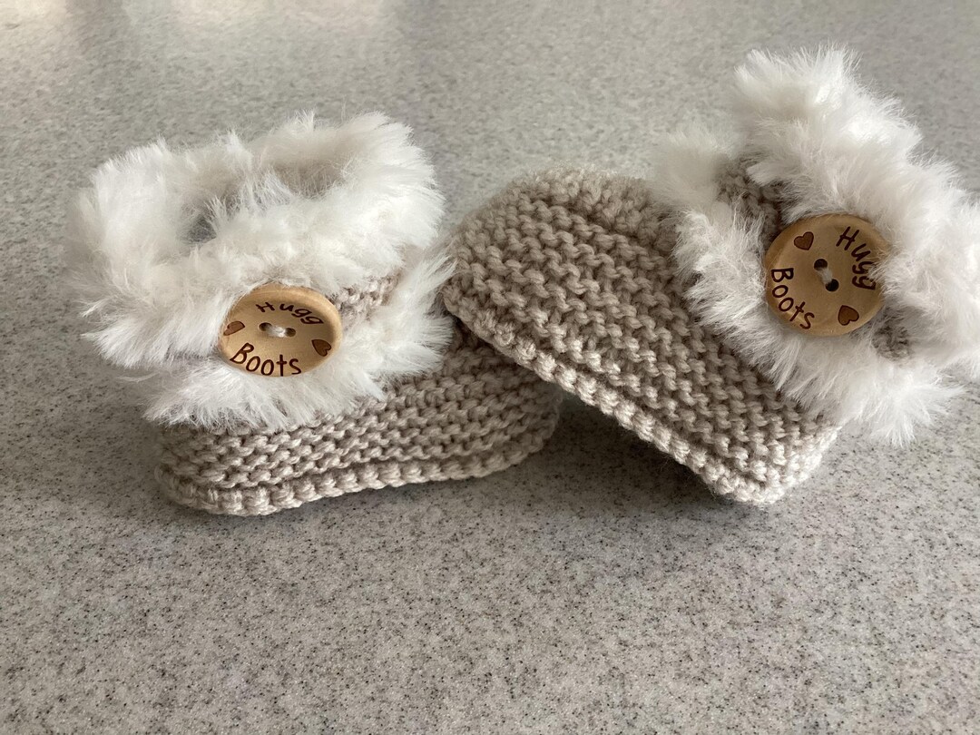 Knitted Baby Booties, Unisex - Hugg Boots - Size 3 to 6 Months - Etsy
