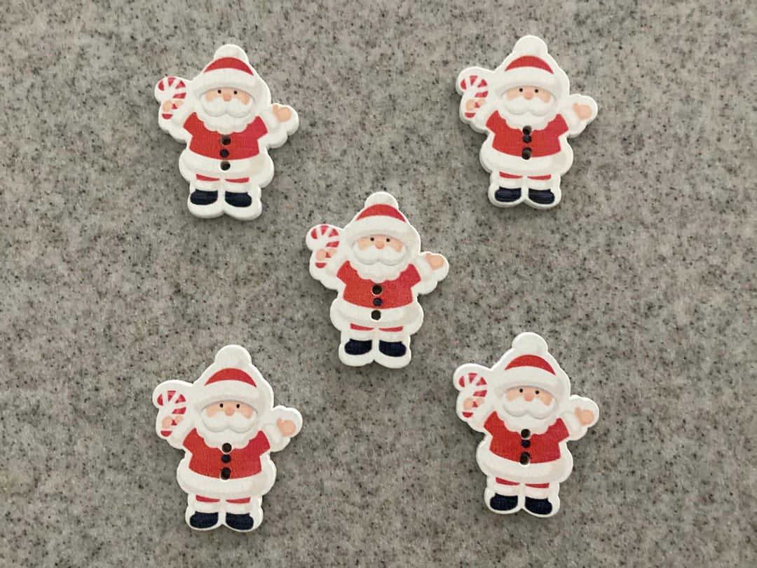 Five Santa Buttons - Christmas Buttons - Size 3cms - Etsy