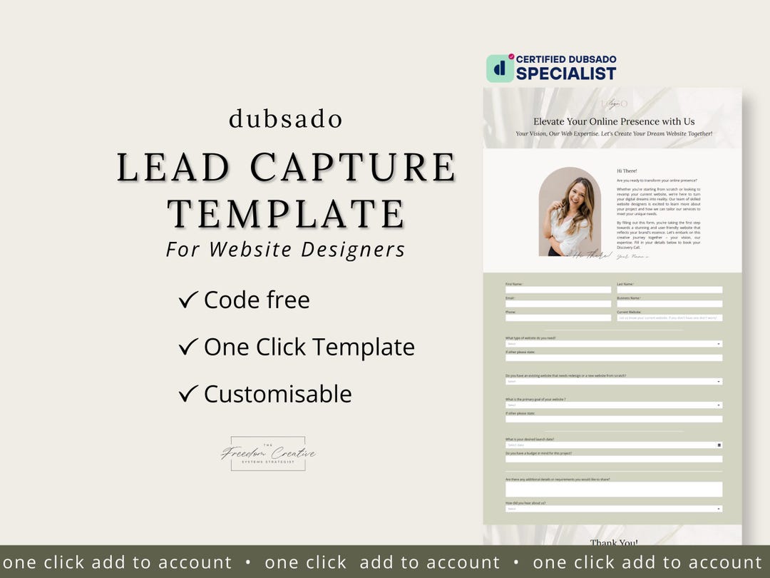 Web Designer Dubsado Lead Capture Template | Dubsado Template | Lead ...