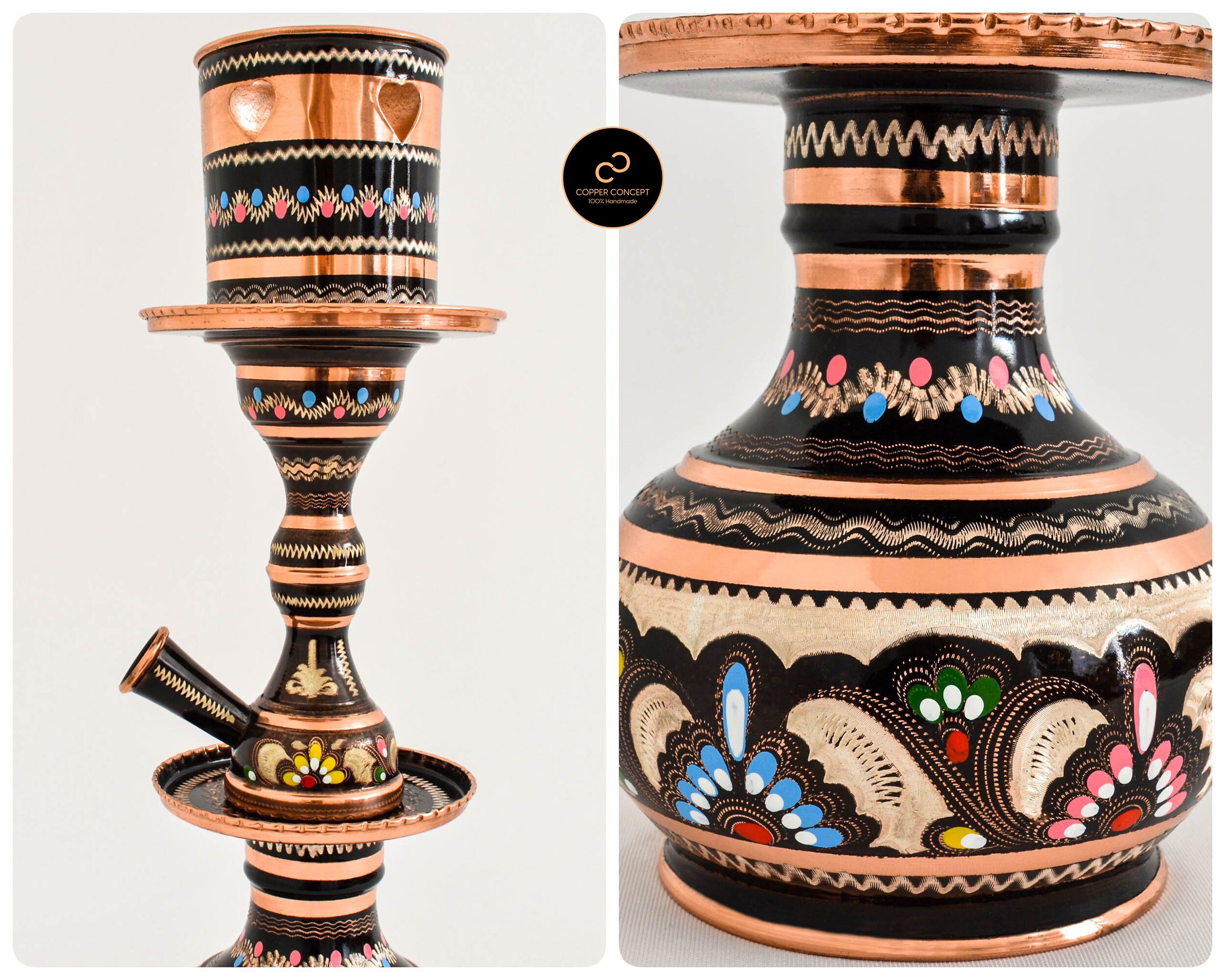 Copper Shisha, Engraved Copper Hookah, Hand Carved Pure Copper Water ...