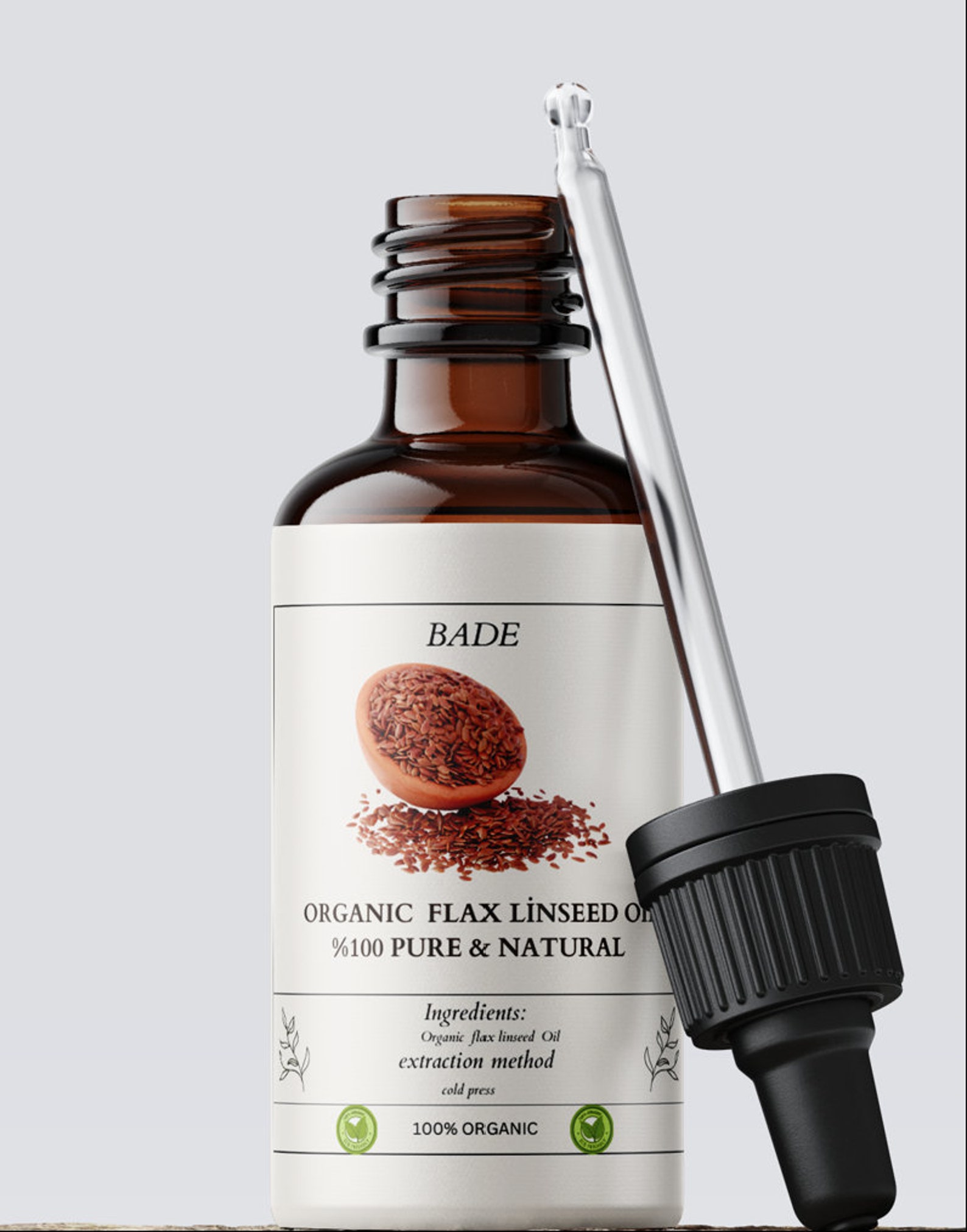 100% 純粋で天然のオーガニックフラックス亜麻仁コールドプレスオイル - アロマセラピーオイル、亜麻 Linum Usitatissimum ...