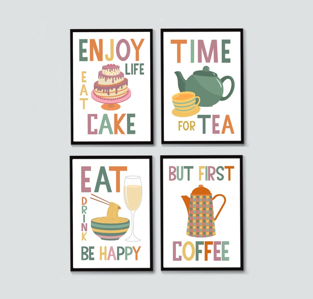 Kitchen Prints - Food Prints for Kitchen -coffee and Tea Prints - Boho ...