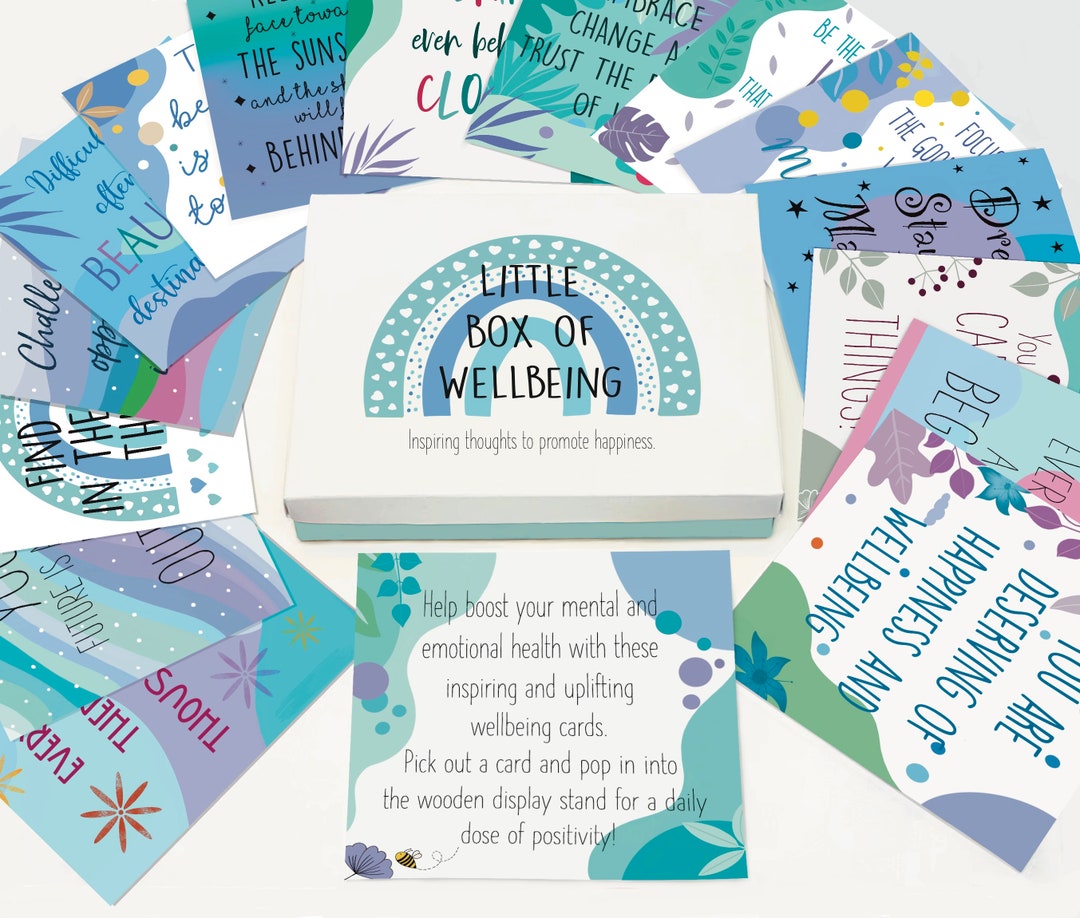 Affirmation Cards - Wellbeing Cards With Wooden Stand - Mental Health ...