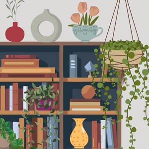 Book Lovers Print, Cosy Books Scene Print, Books and Cat Print, A4 ...