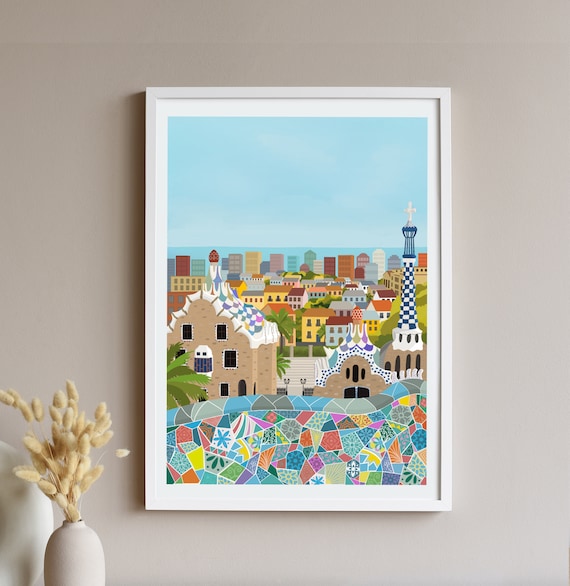 Barcelona Print Colourful City Print A4 & A3 Sizes | Etsy