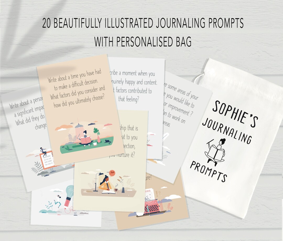Journaling Prompt Cards 20 Card Set personalised Gift for - Etsy