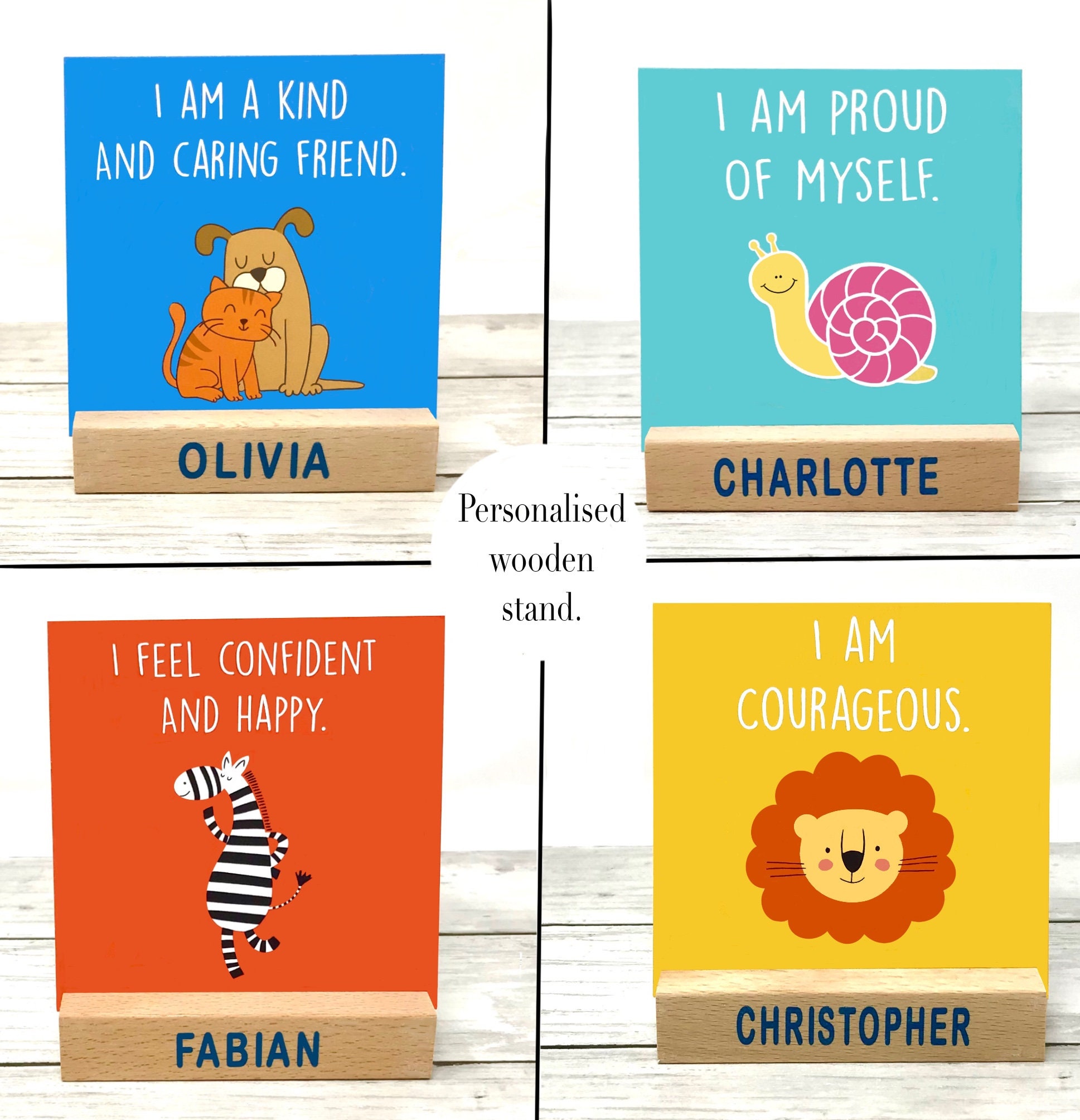 Kids Positive Affirmation Cards With Personalised Wooden - Etsy