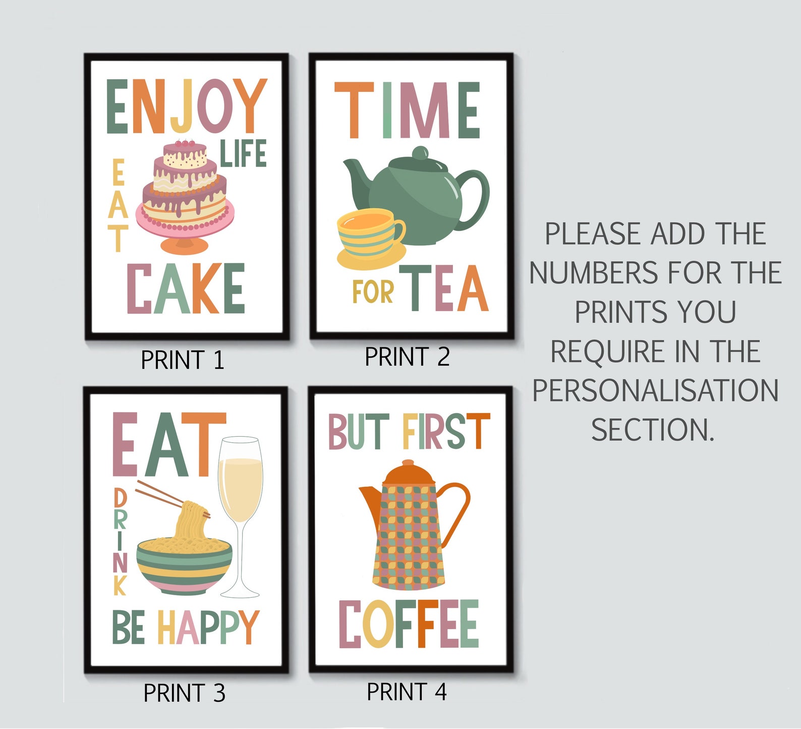 Kitchen Prints - Food Prints for Kitchen -coffee and Tea Prints - Boho ...