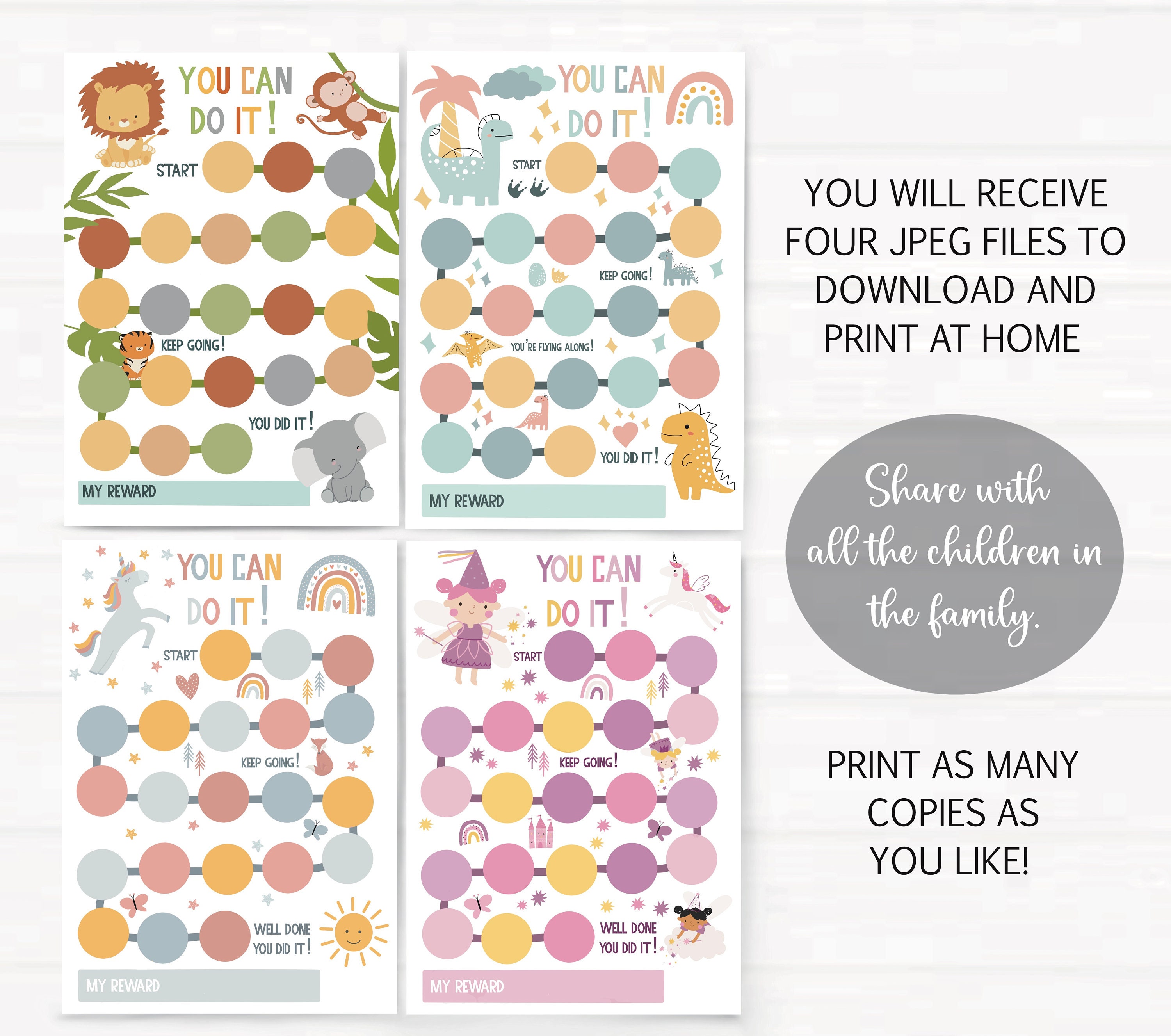 Reward Chart Bundle Four Reward Charts for All the Family - Etsy