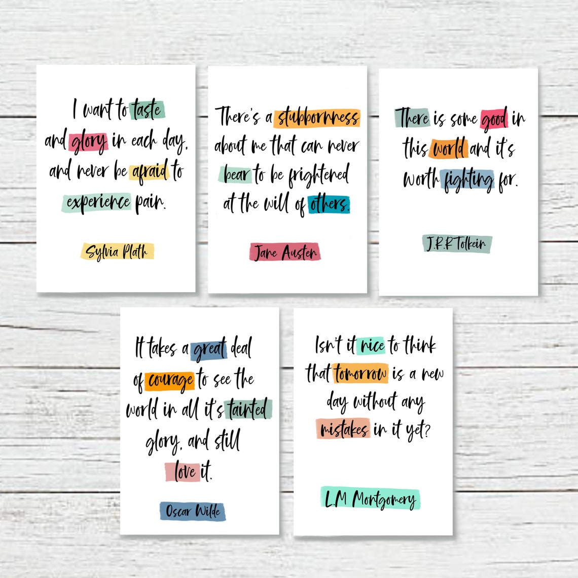 Inspirational Literary Postcard Set Book Lover Gift Set of - Etsy UK
