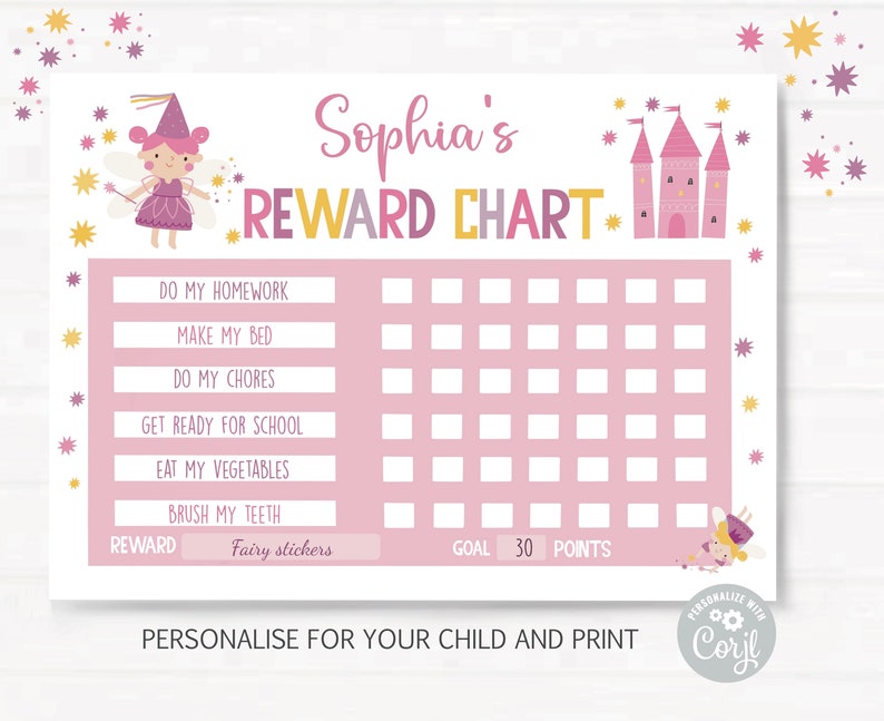 Reward Chart for Kids Printable Reward Chart Fairytale - Etsy UK