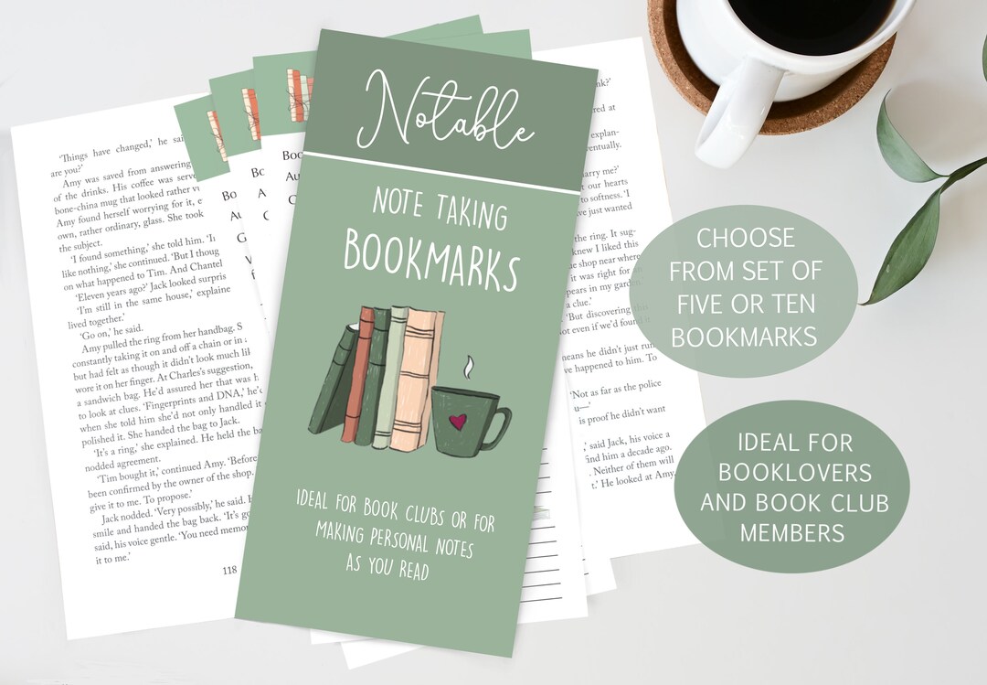 Bookmark Set - Ideal for Taking Notes as You Read - Bookclub Bookmarks ...
