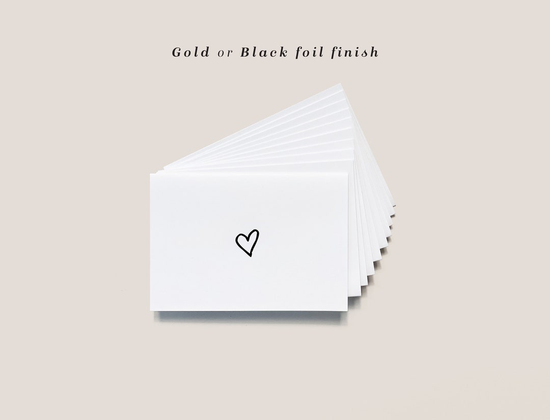 Mini Heart Card Pack X10 Cards // Gold or Black Foiled / Small Mini ...