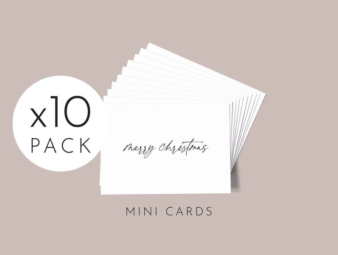 Mini Merry Christmas Card Pack - X10 Cards // Gold Red Black Foiled ...