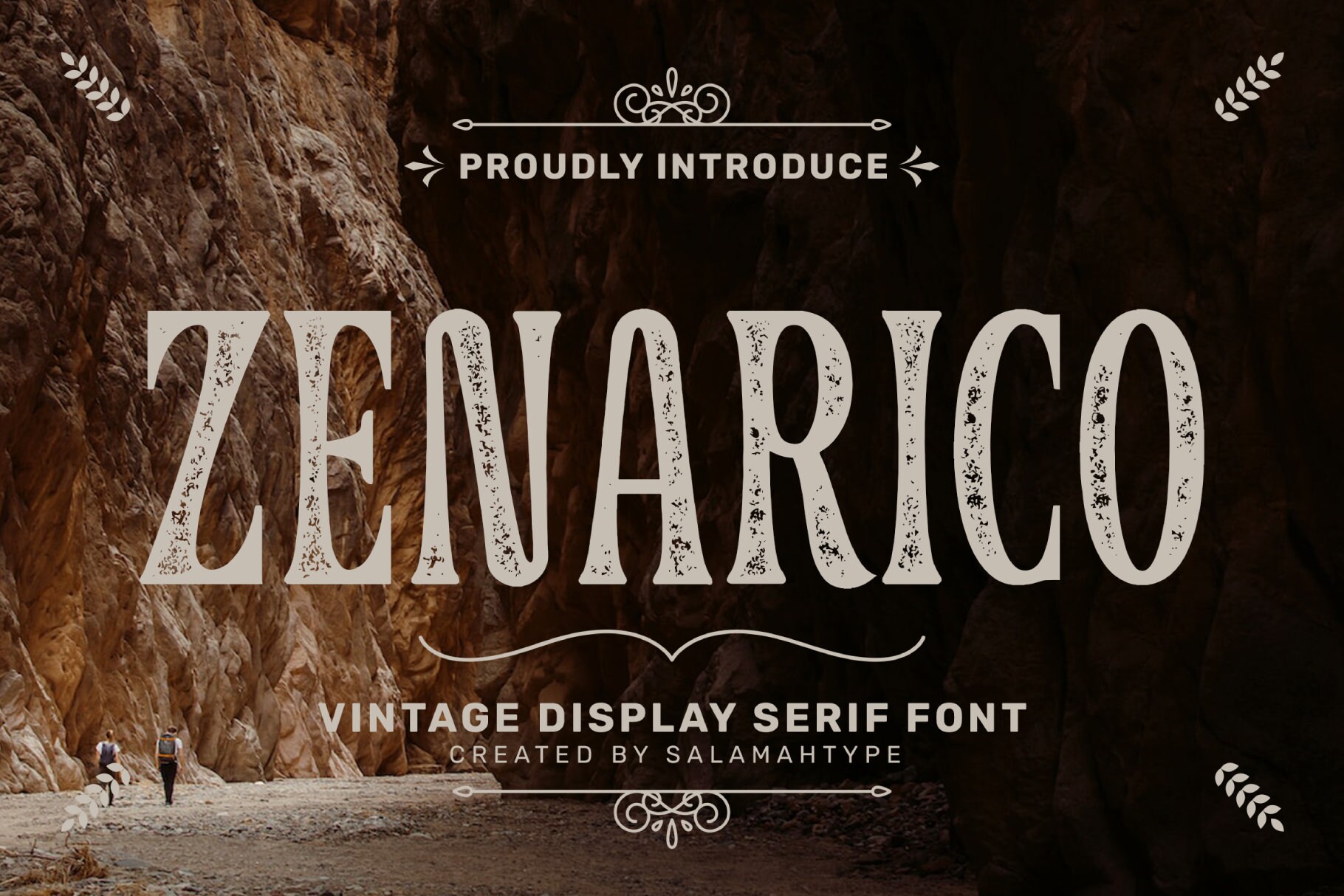 Zenarico Vintage Display Font, Textured Font, Stamp Font, Handmade Font ...