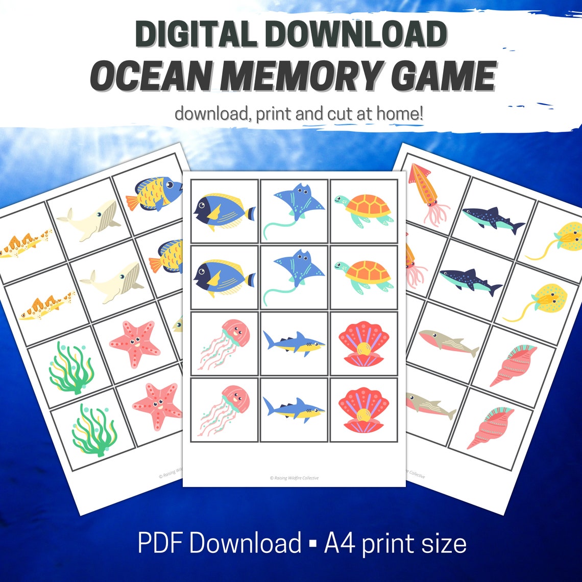 Printable Memory Game Under the Sea Ocean Theme Matching - Etsy