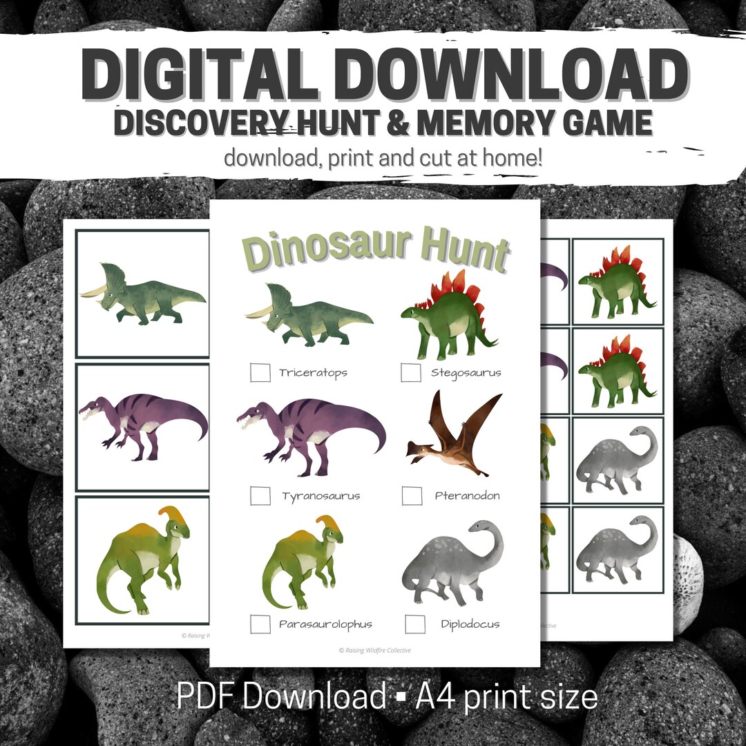 Printable Scavenger / Discovery Hunt & Memory Game - Dinosaur Theme; 2 ...