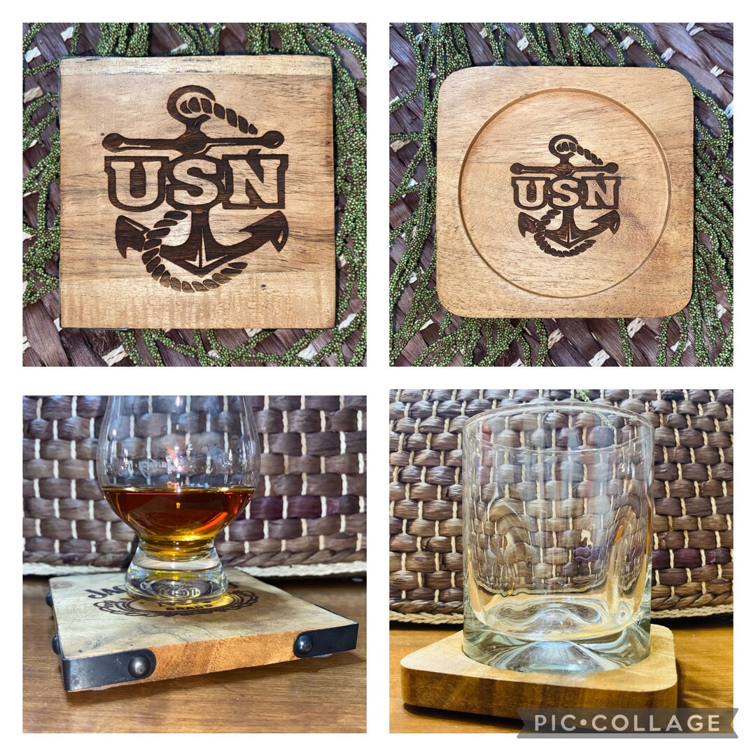 US Military Wood Drink Coaster Navy - Etsy
