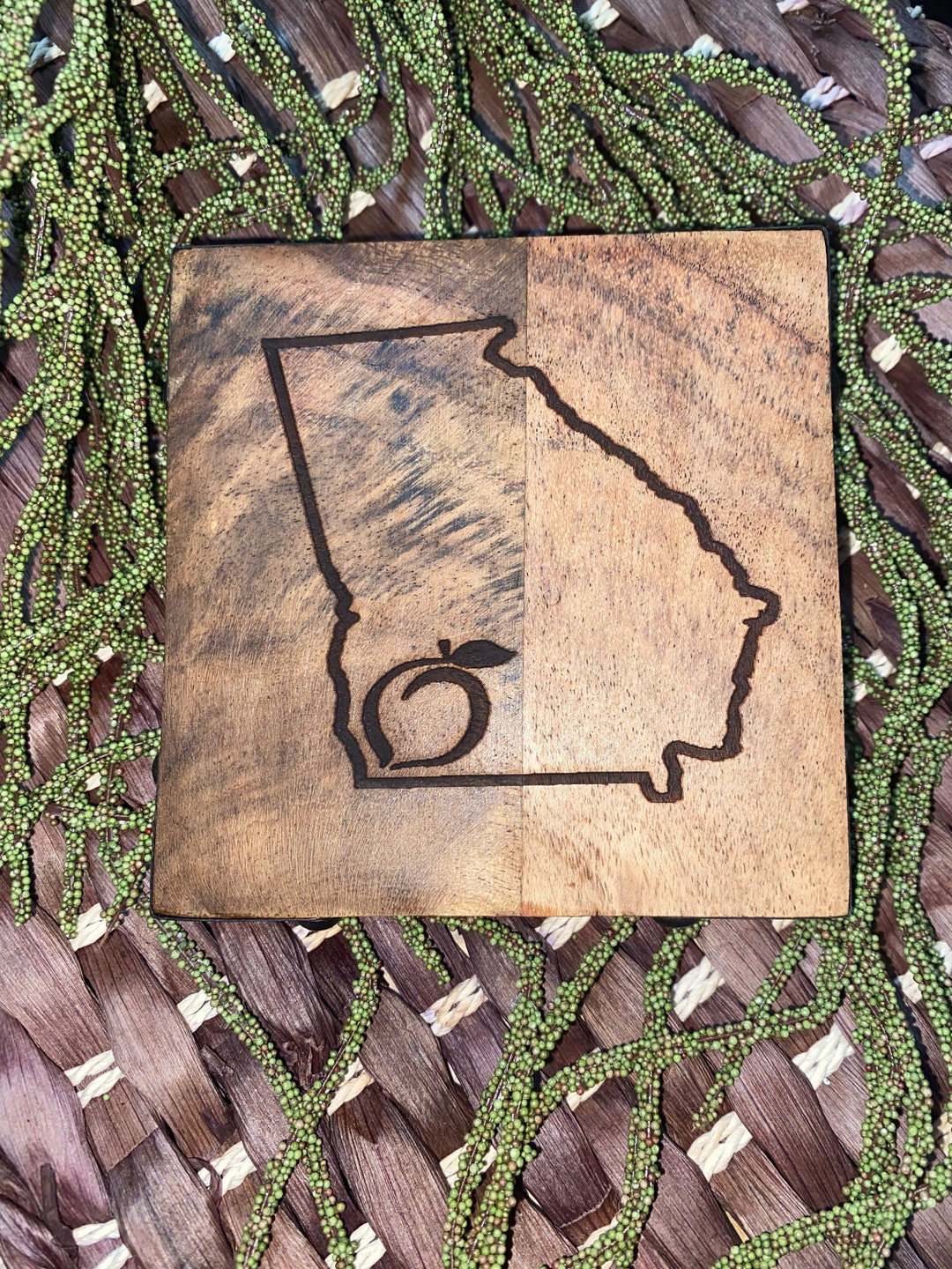 The State of Georgia Laser Engraved Acacia Wood Drink Coaster - Etsy