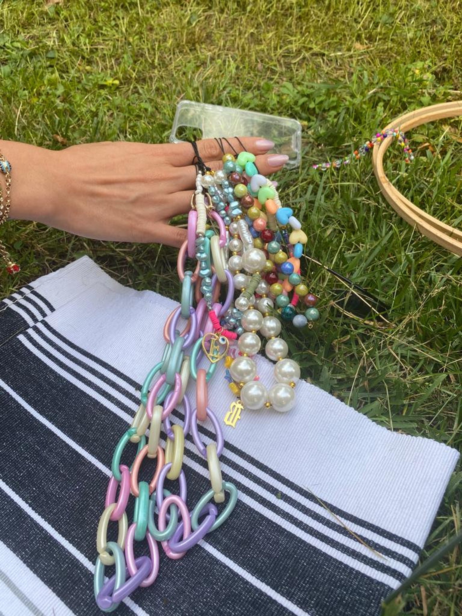 Phone strap charm Strap charm Phone chain strap Rainbow | Etsy