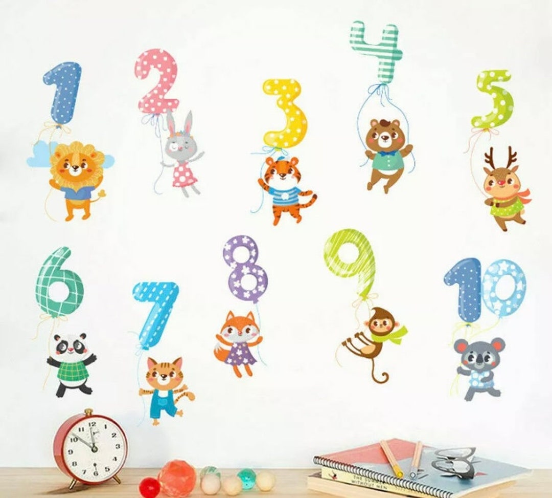 Educational Numbers 1-10 Kids Wall Stickers Nursery Decor Vinyl Decal ...