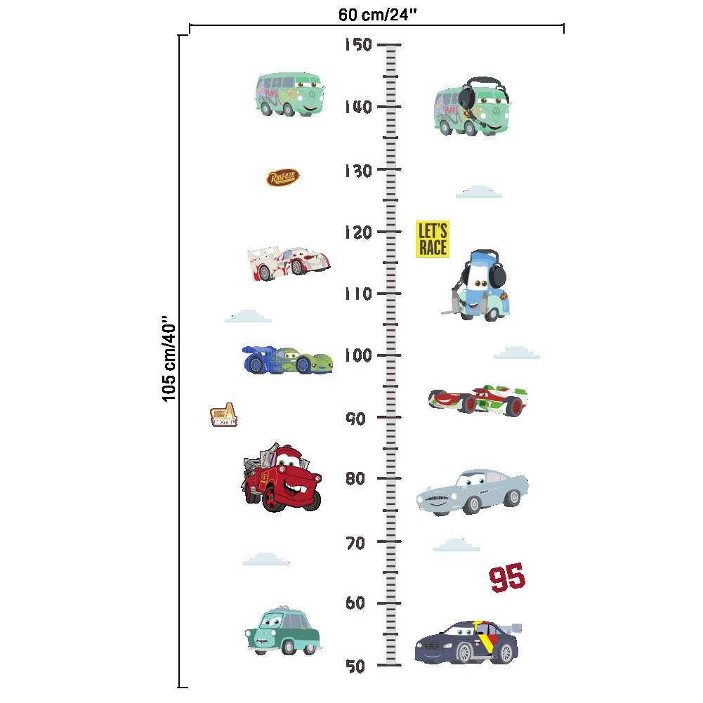 Cartoon Cars Height Measure Wall Sticker Kids Room PVC Growth Chart - Etsy