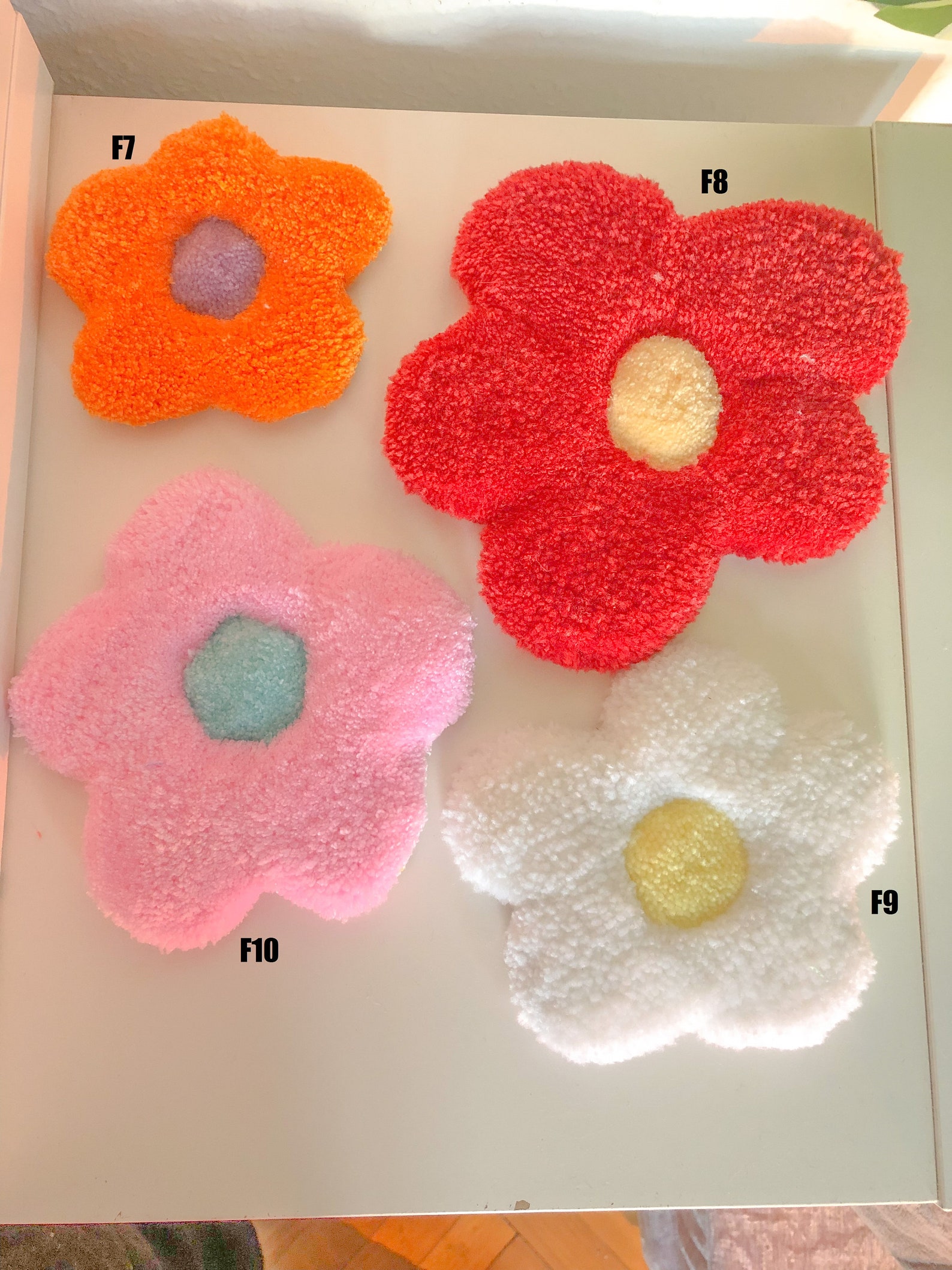 Handmade Tufted Mini Rugs Flower Shaped Mug Coasters | Etsy