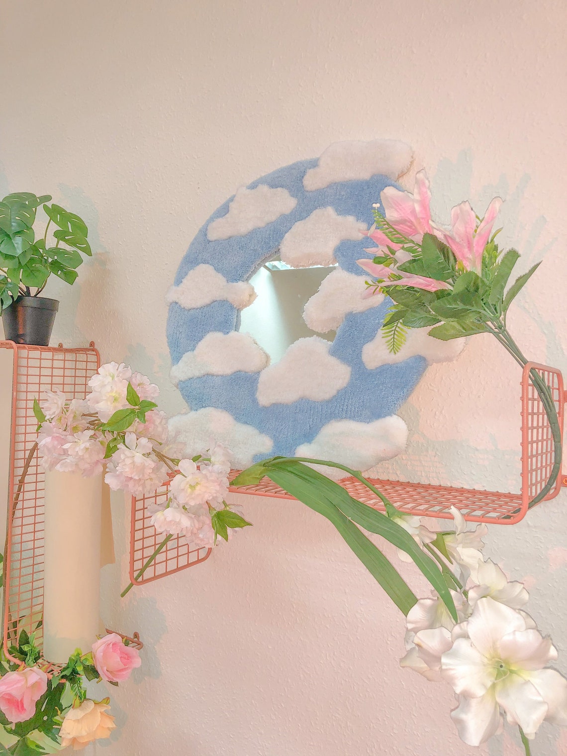 Handmade Tufted Rug Mirror Cloud Circle Mirror - Etsy
