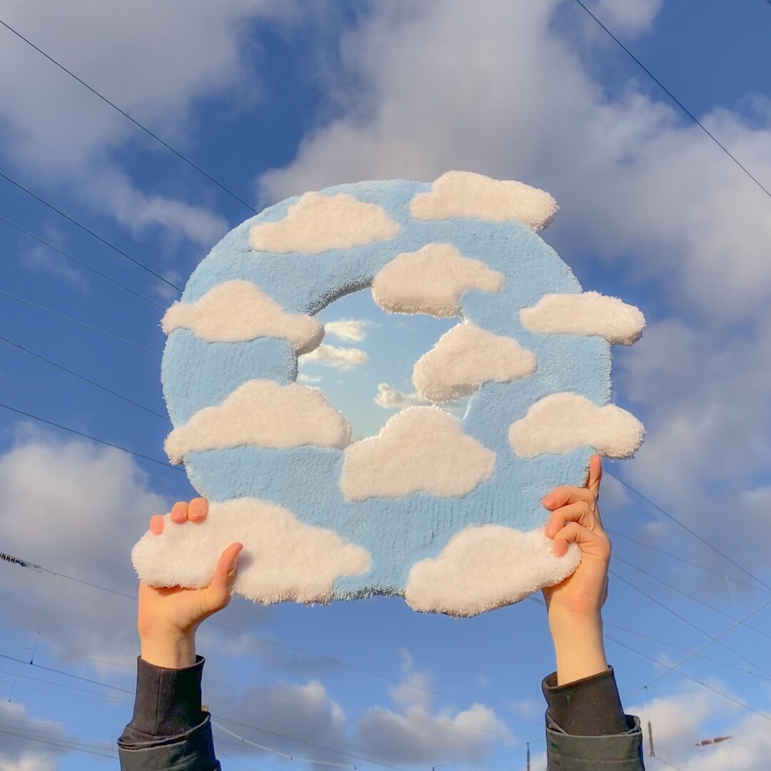 Handmade Tufted Rug Mirror Cloud Circle Mirror - Etsy