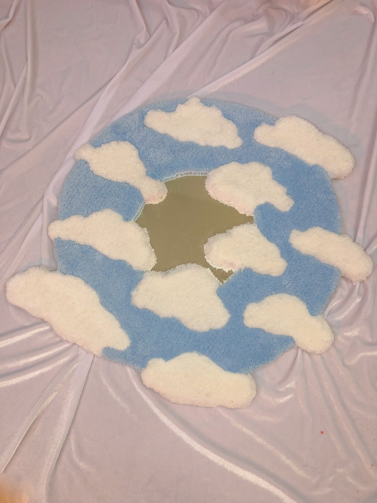 Handmade Tufted Rug Mirror Cloud Circle Mirror | Etsy