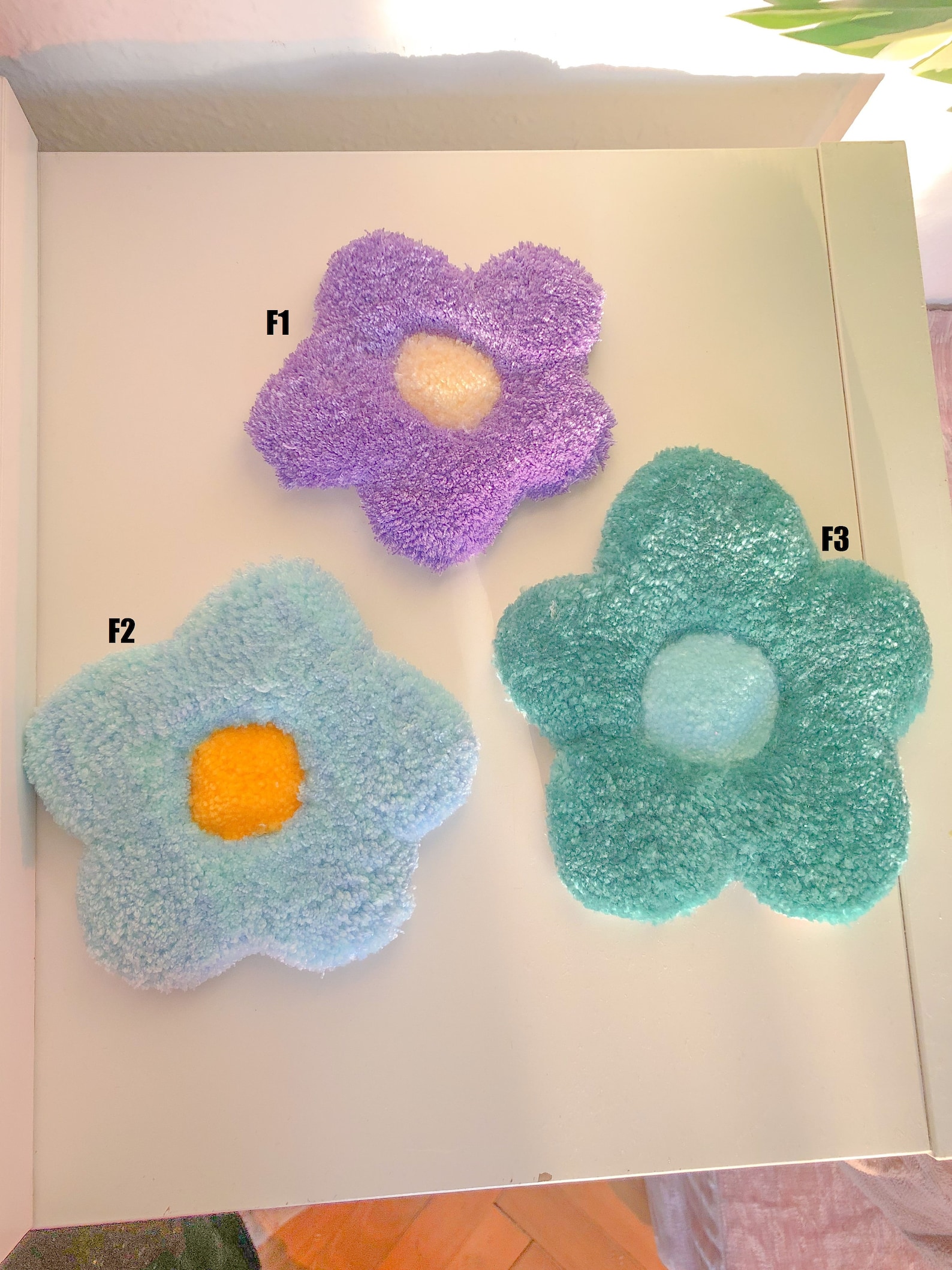 Handmade Tufted Mini Rugs Flower Shaped Mug Coasters | Etsy