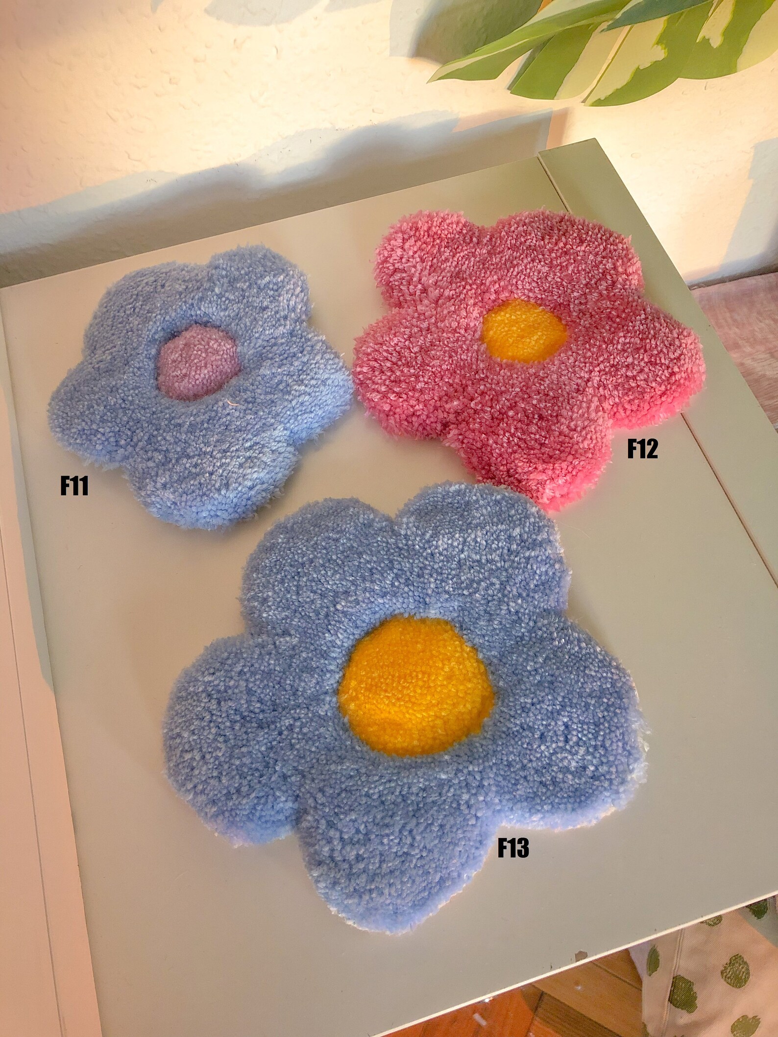 Handmade Tufted Mini Rugs Flower Shaped Mug Coasters | Etsy