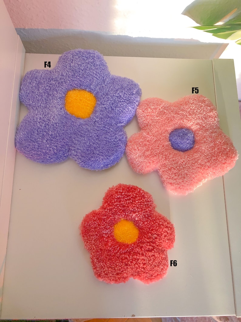 Handmade Tufted Mini Rugs Flower Shaped Mug Coasters | Etsy