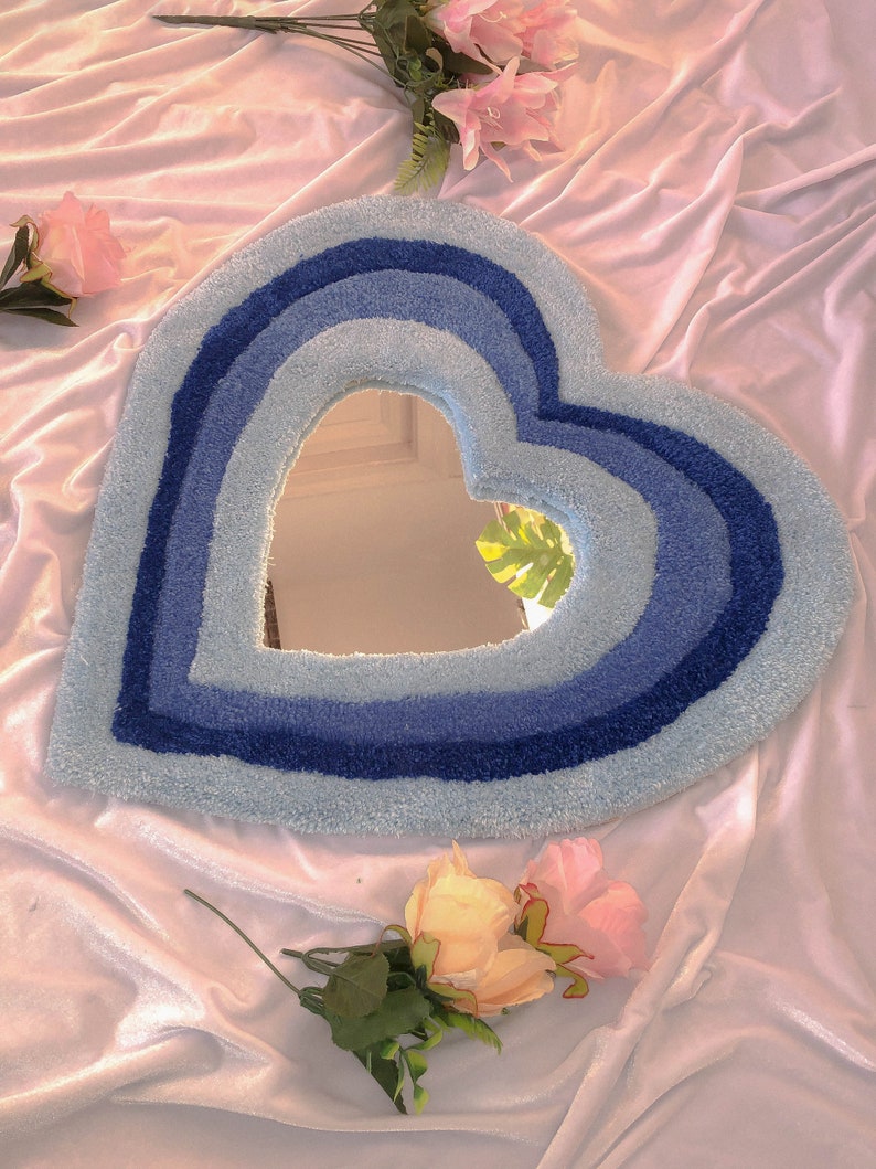 Handmade Tufted Rug Mirror | Cute Heart Mirror in Different Colours ...
