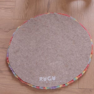 Wavy Rainbow Circle Handmade Tufted Rug Made to Order Rug Retro Groovy ...