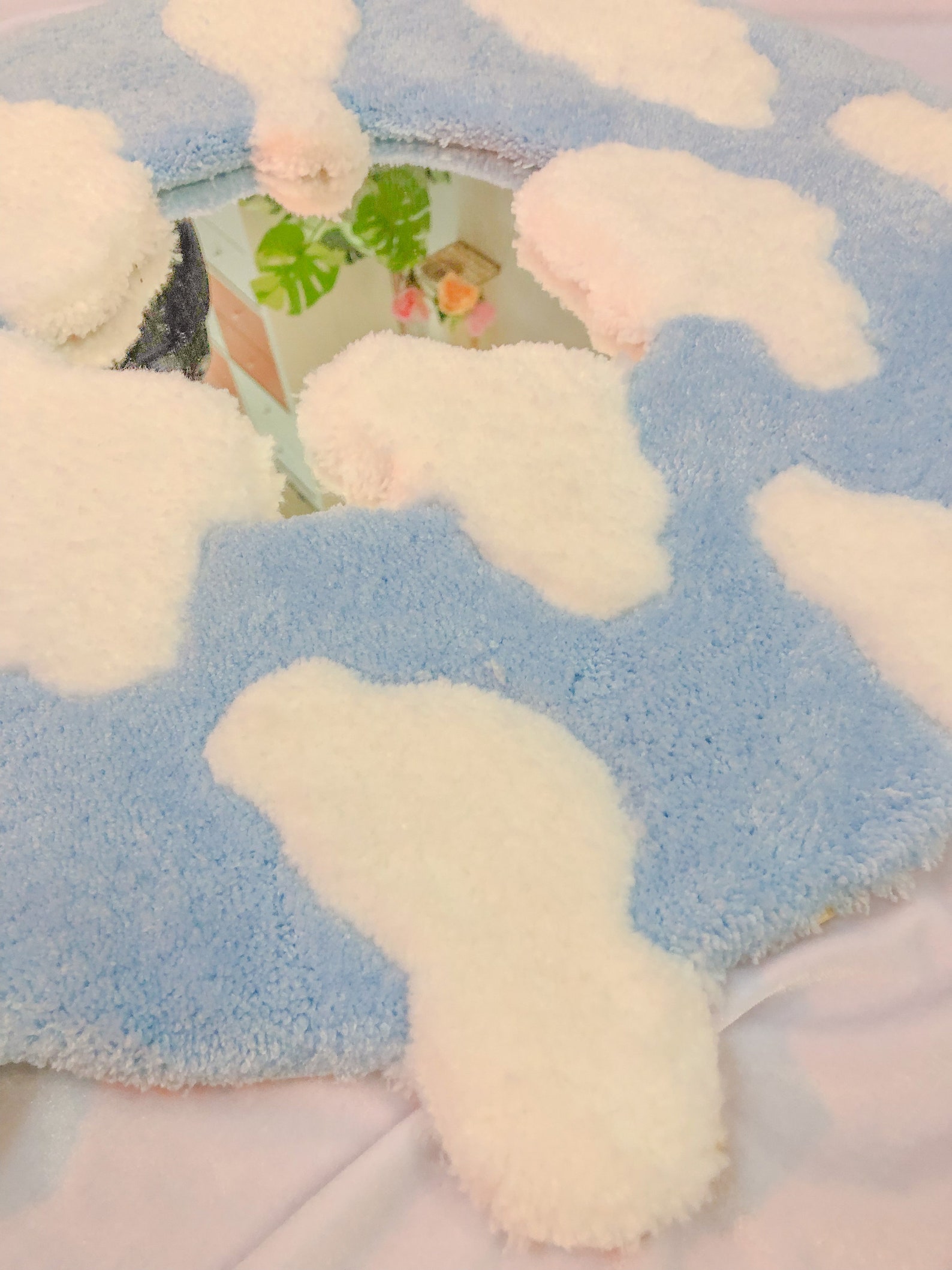 Handmade Tufted Rug Mirror Cloud Circle Mirror - Etsy