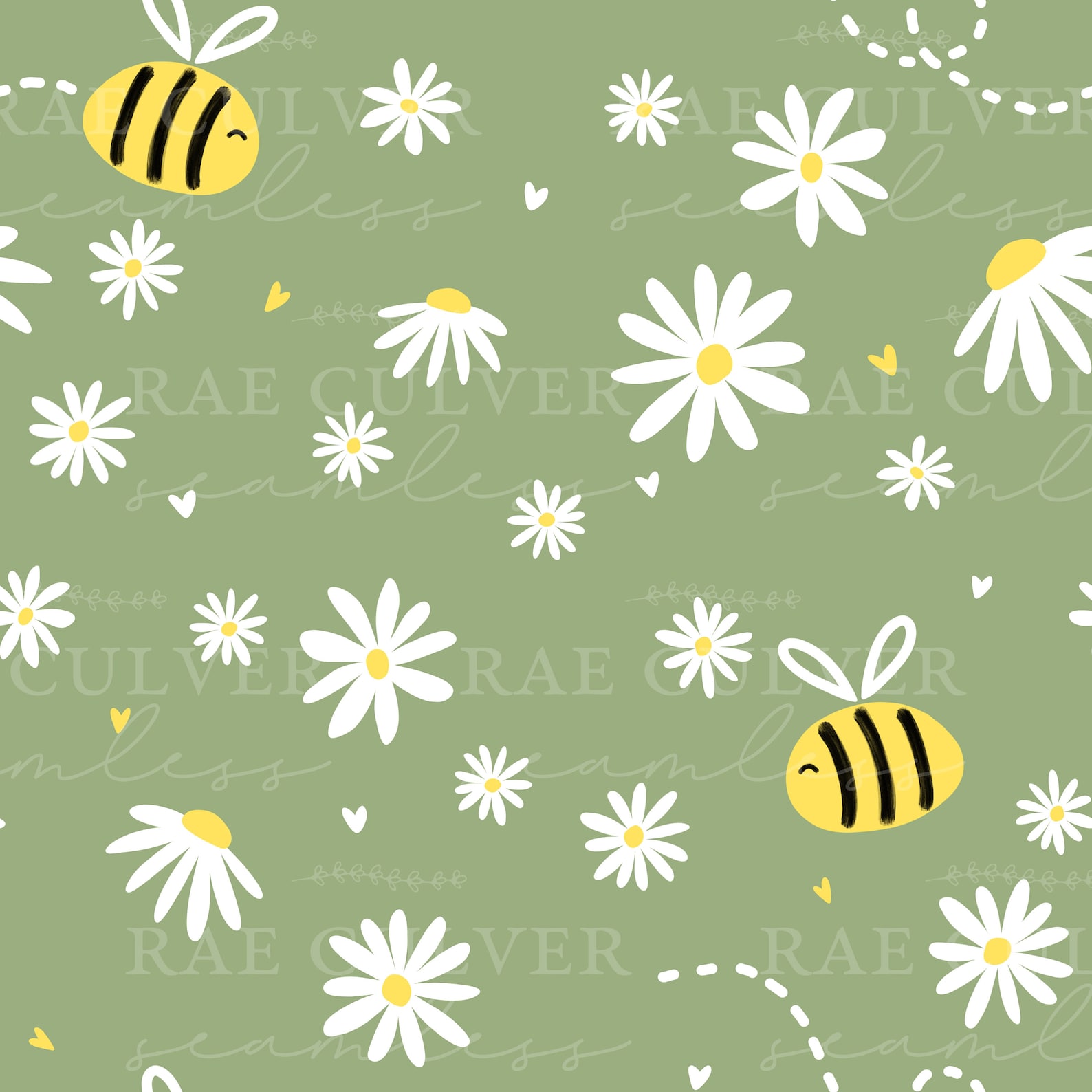 Daisy Bee Seamless File Bumble Bee Seamless Seamless Daisy - Etsy
