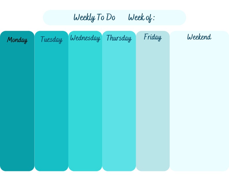 Weekly to Do List Teal - Etsy