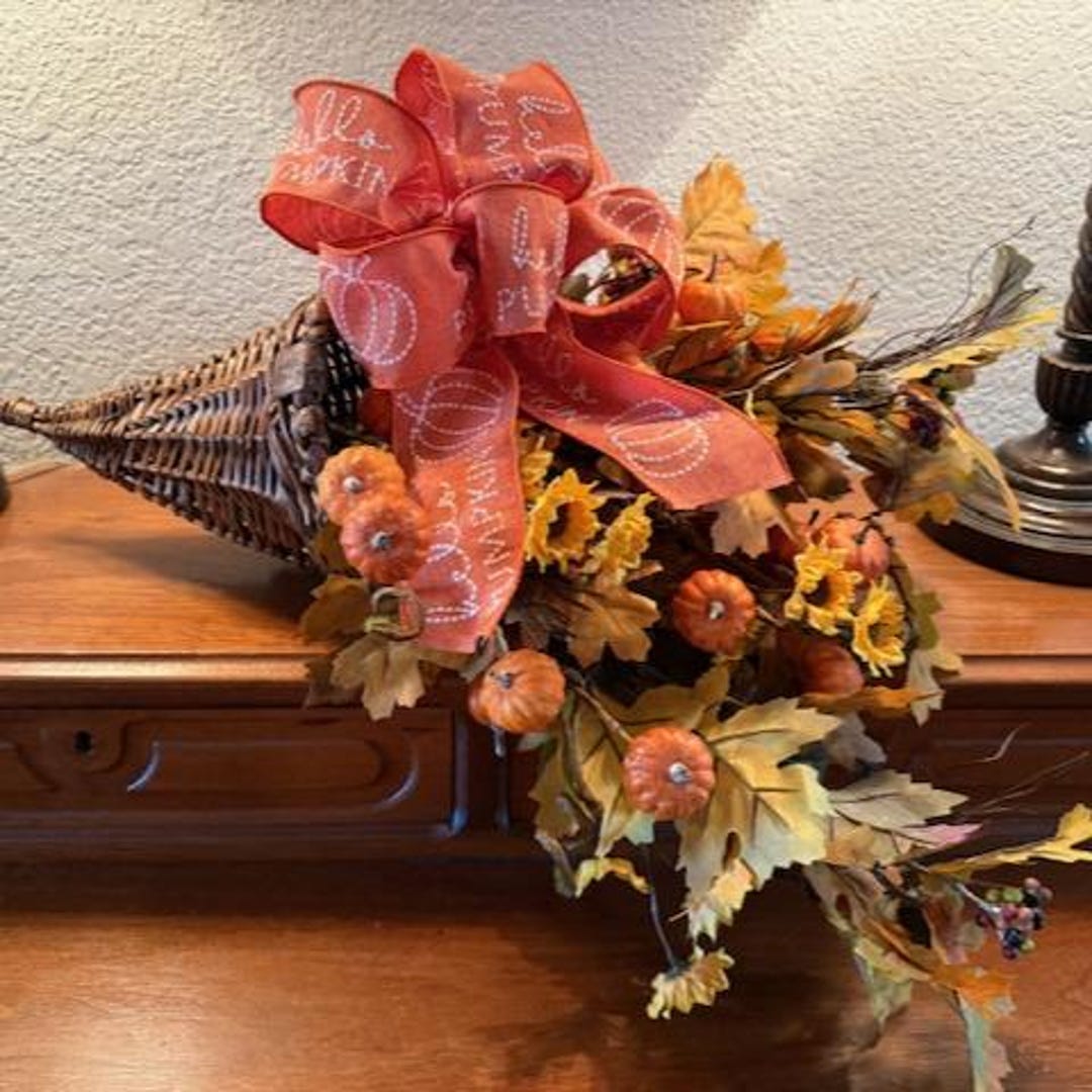 Fall Cornucopia Centerpiece, Thanksgiving Horn of Plenty, Farmhouse ...