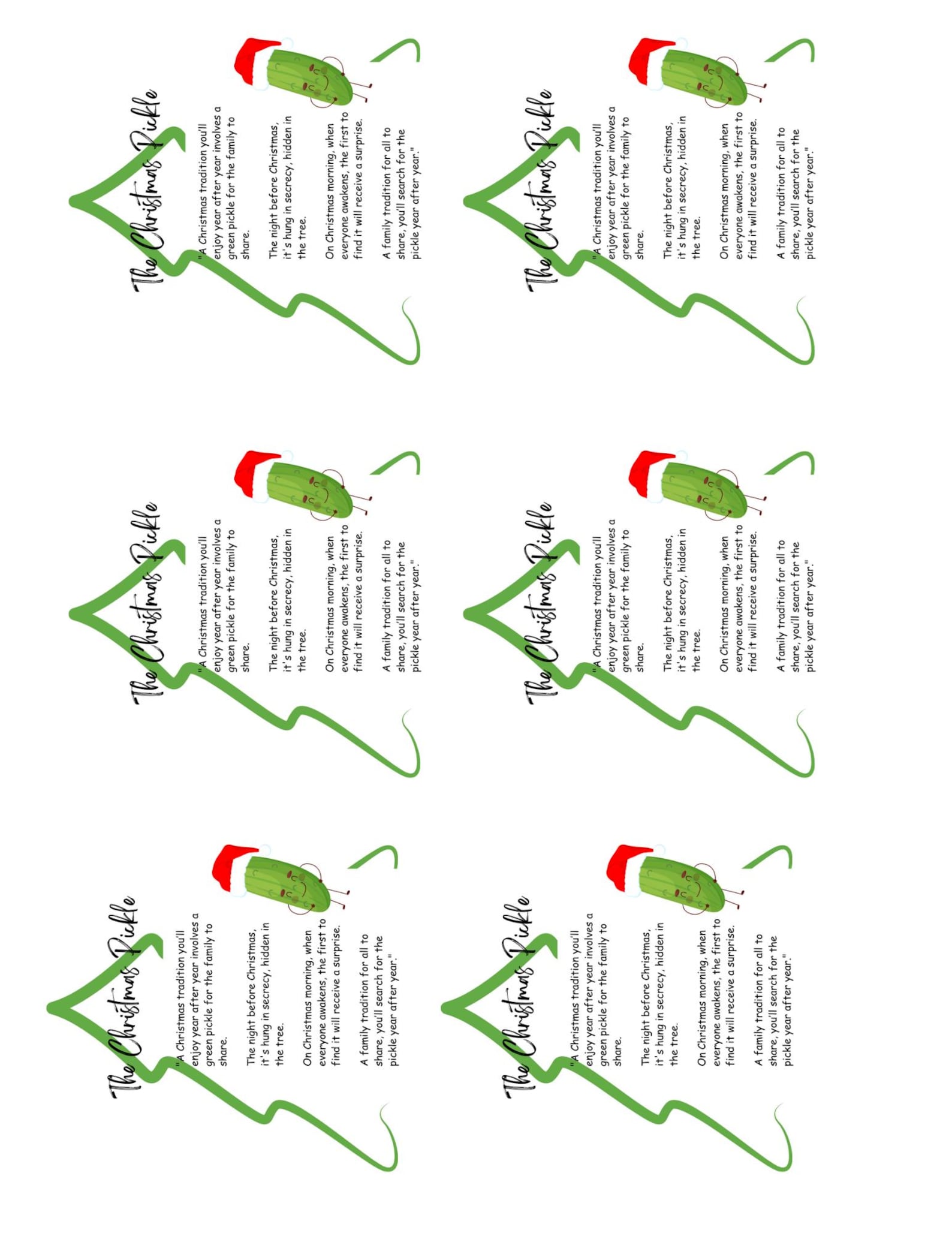 The Christmas Pickle Story - Gift Tagls to Include With Pickle Ornament ...