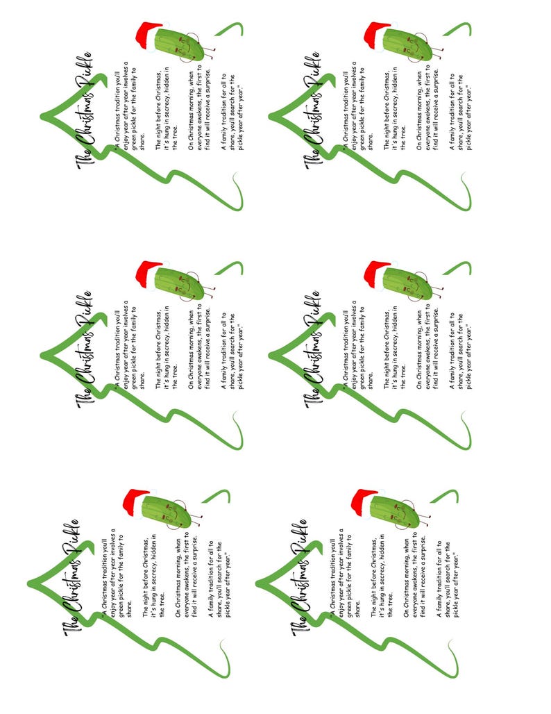 The Christmas Pickle Story - Gift Tagls to Include With Pickle Ornament ...