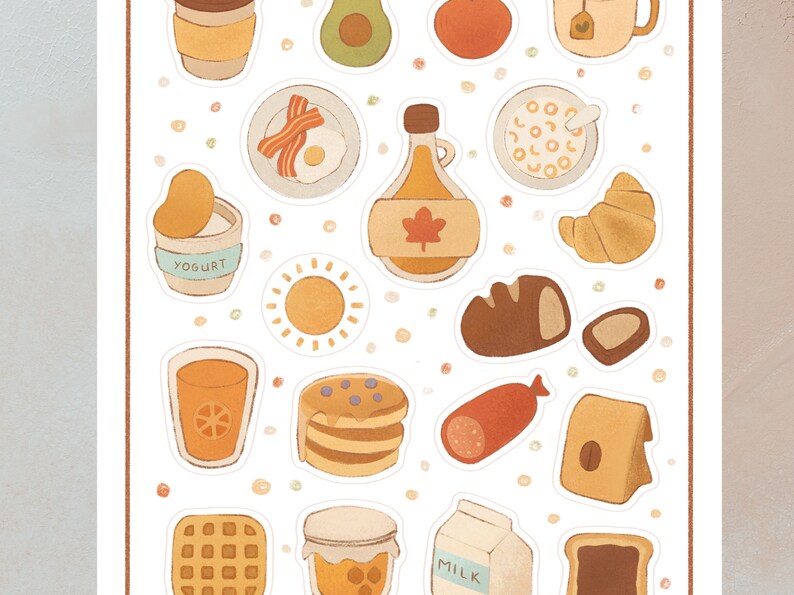 Printable Breakfast Sticker Sheet Morning Stickers Goodnotes Stickers ...