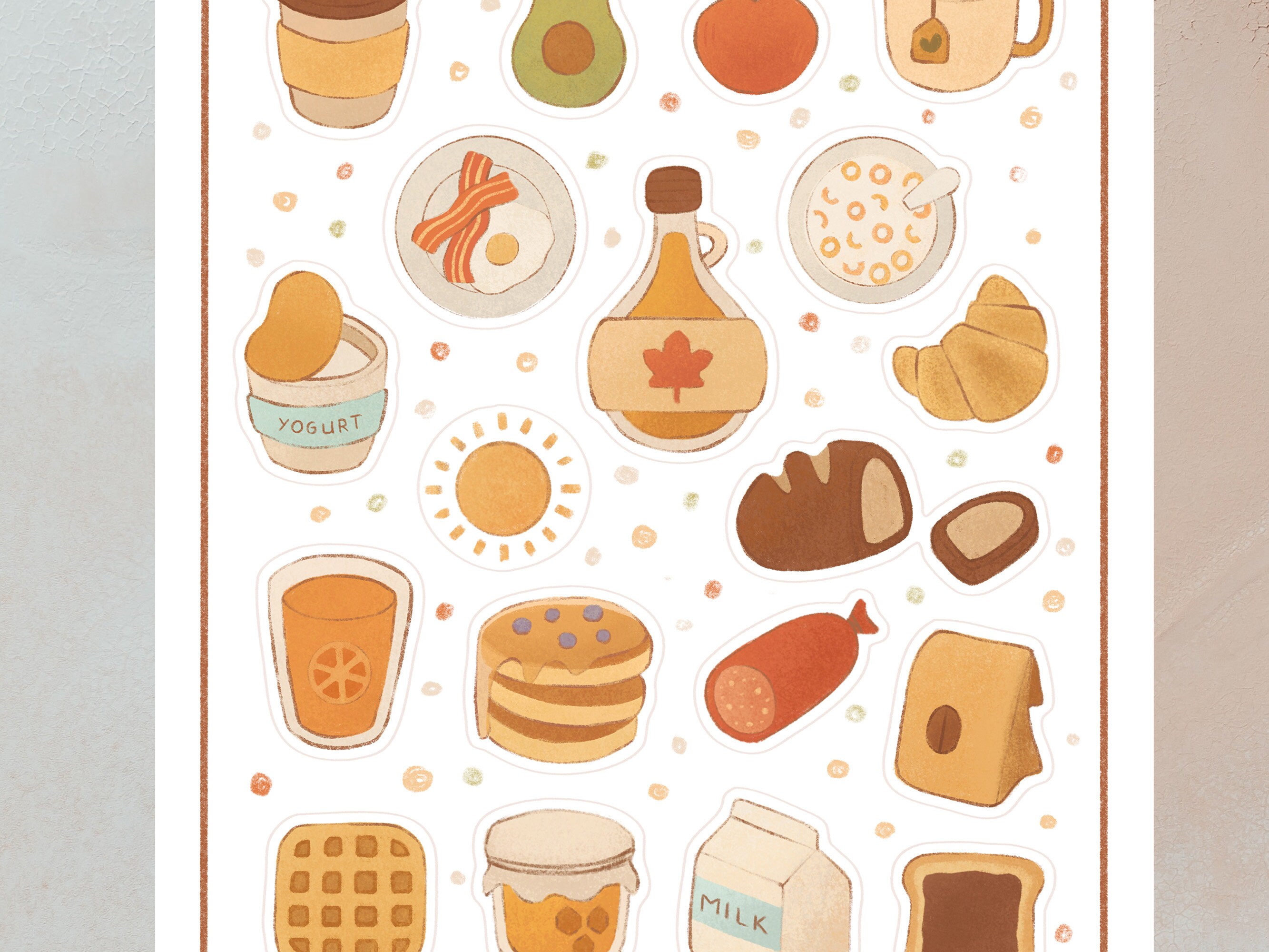 Printable Breakfast Sticker Sheet Morning Stickers Goodnotes Stickers ...