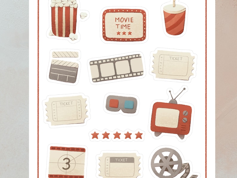 Printable Movie Sticker Sheet TV Stickers Cinema Stickers Goodnotes ...