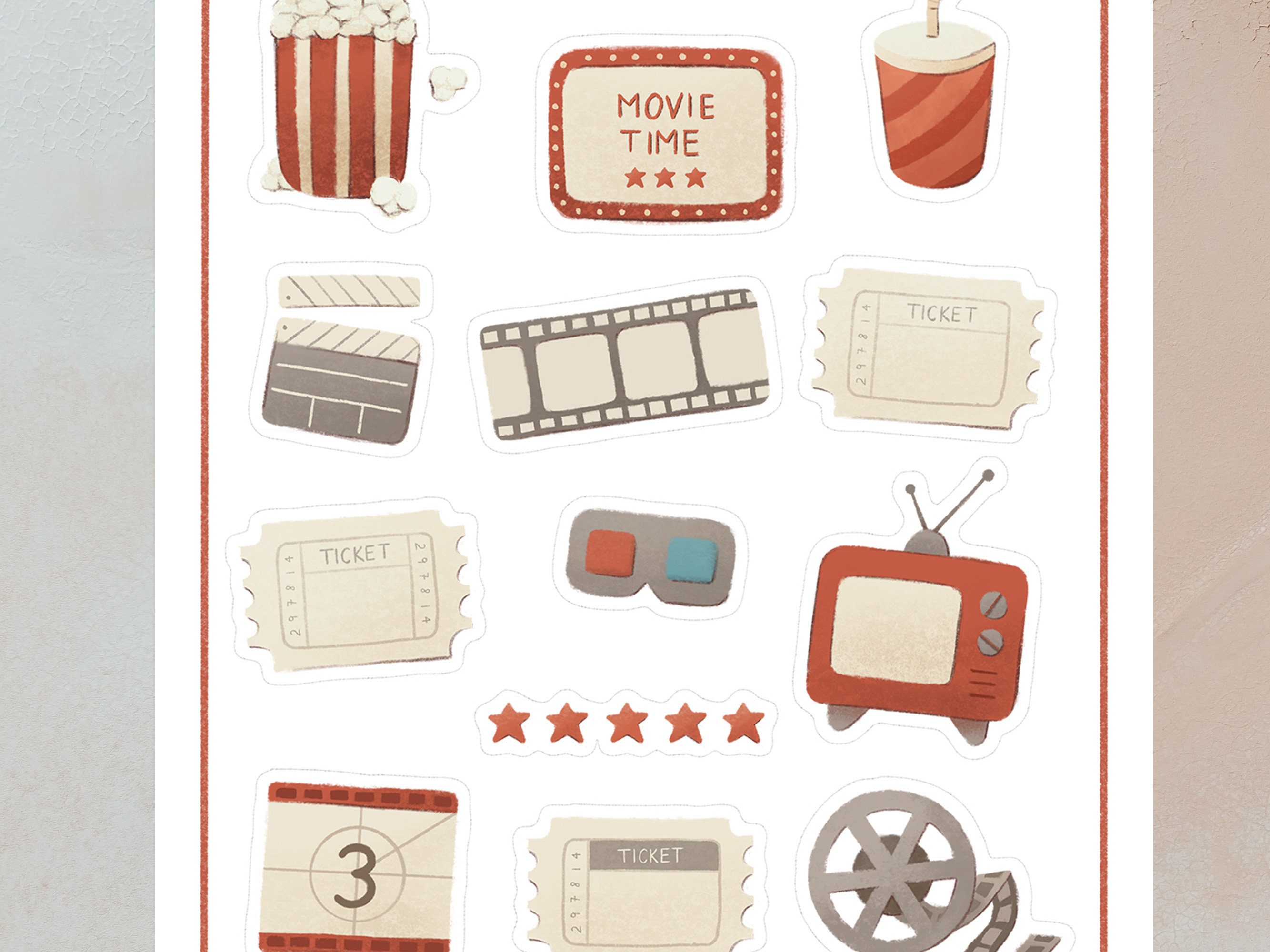 Printable Movie Sticker Sheet TV Stickers Cinema Stickers Goodnotes ...