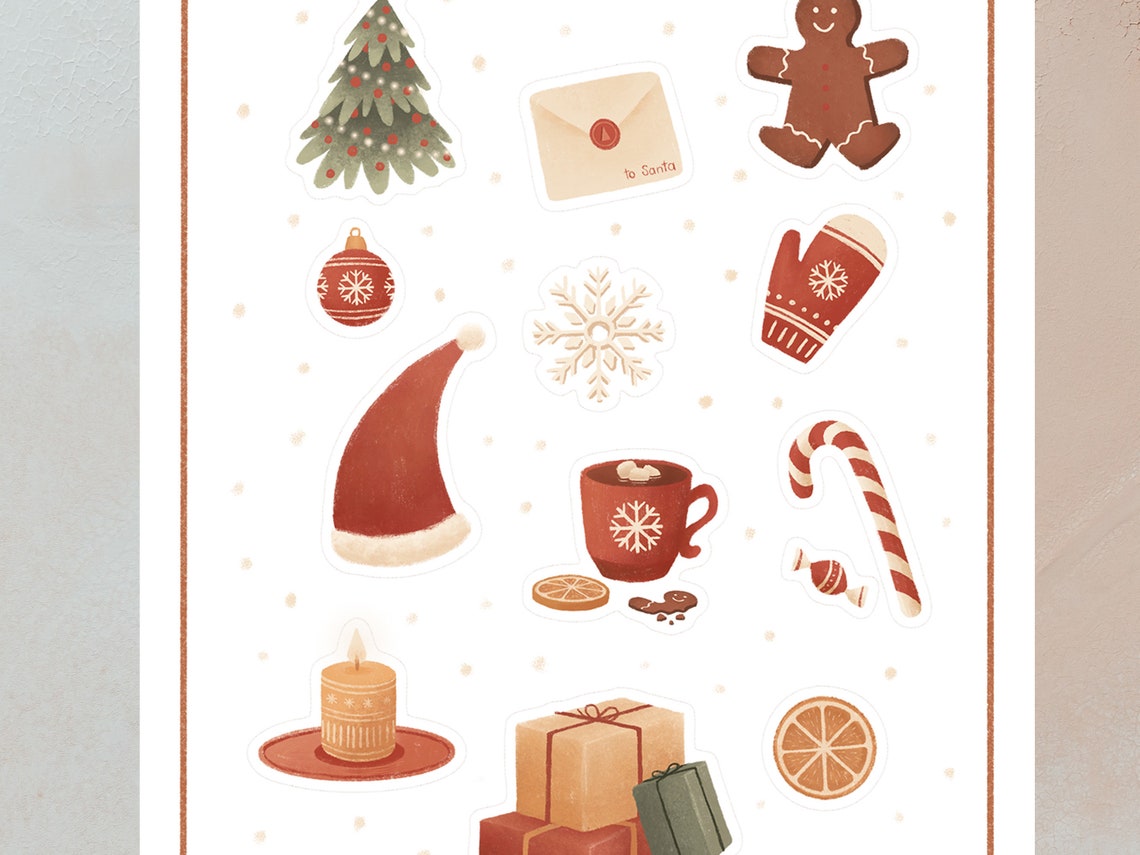 Printable Christmas Sticker Sheet Holidays Stickers - Etsy