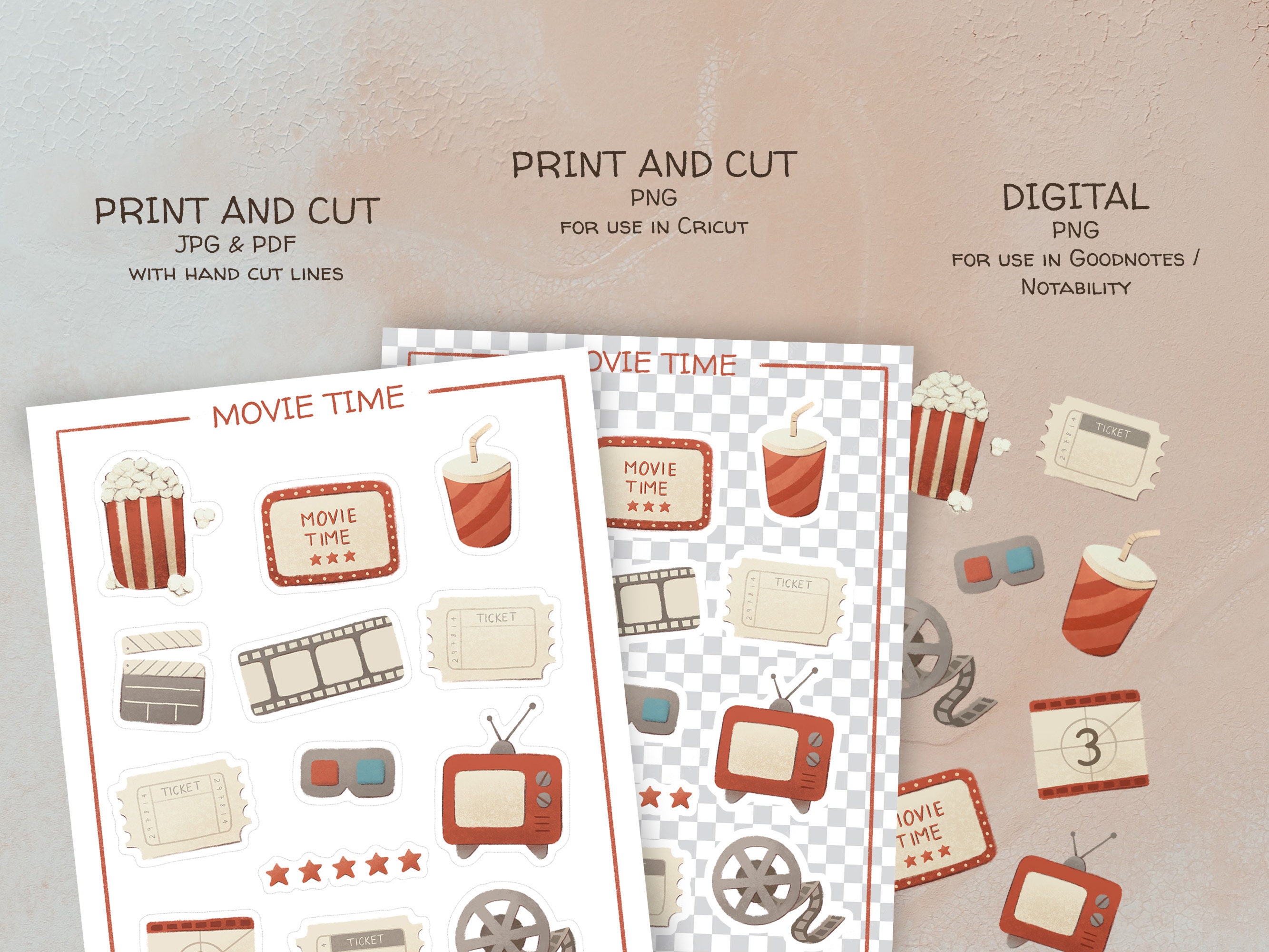 Printable Movie Sticker Sheet | TV Stickers | Cinema Stickers ...